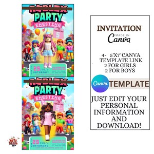 Editable Birthday Party Invitation, Rob Birthday Invitation, Rob Party ...