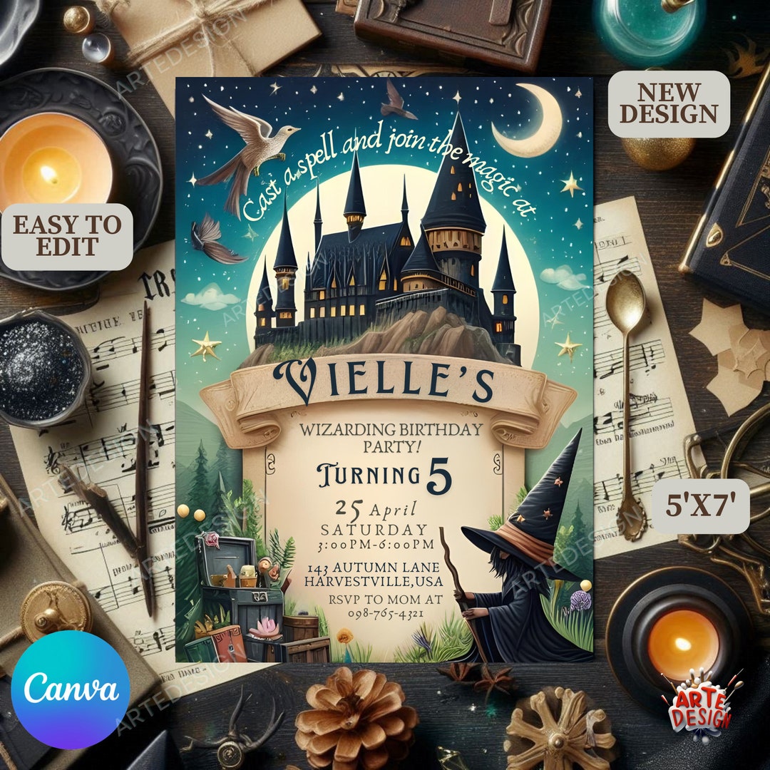 Wizard Birthday Party Invitation, Wizardry Birthday Invitation, Kids ...