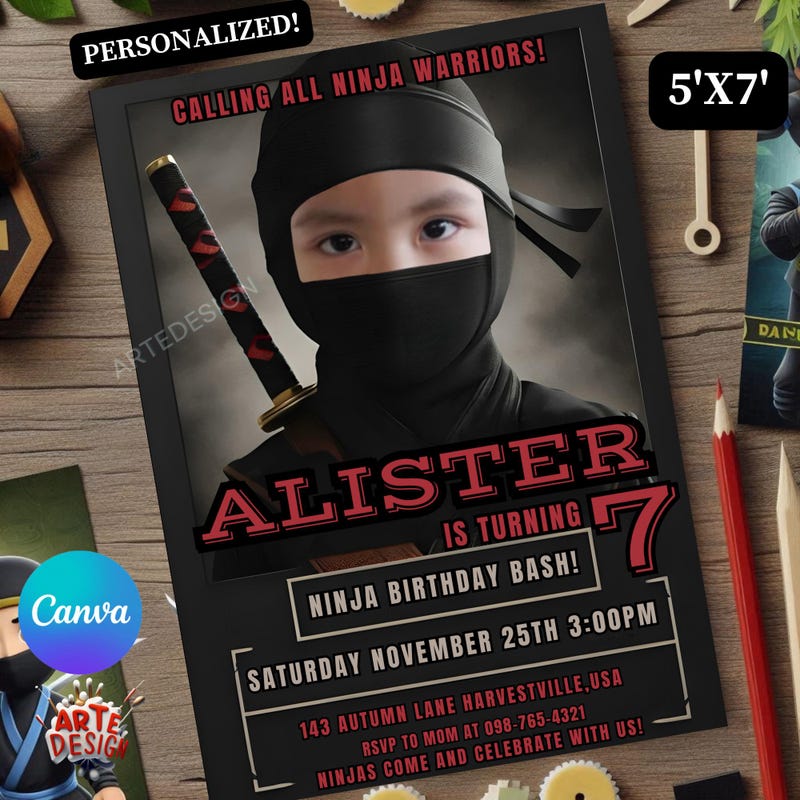 Ninja Invitation - Etsy