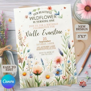 Wildflower Birthday Invitation, Wildflower Birthday Party Invitation ...
