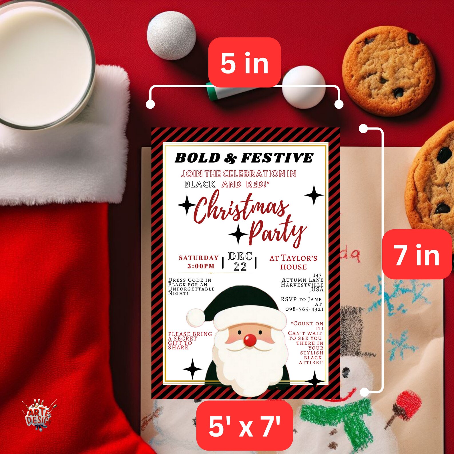 Digital Christmas Party Invitation, Bold Christmas Party, Editable ...