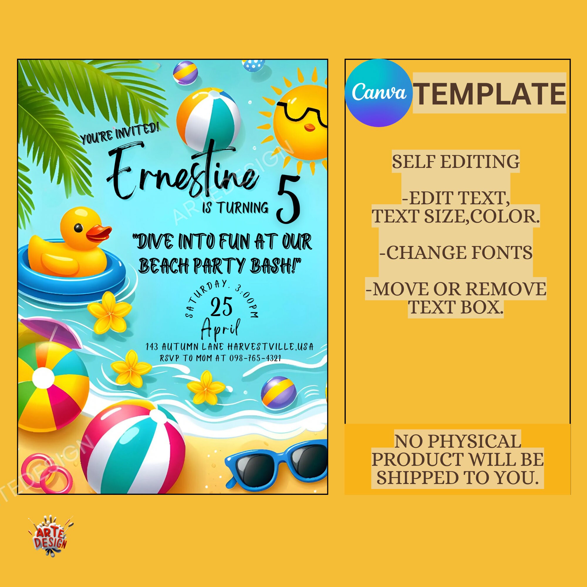Beach Birthday Invitation, Beach Party Birthday Party Invitation, Beach ... Beach Birthday Invitation, Beach Party Birthday Party Invitation, Beach ...