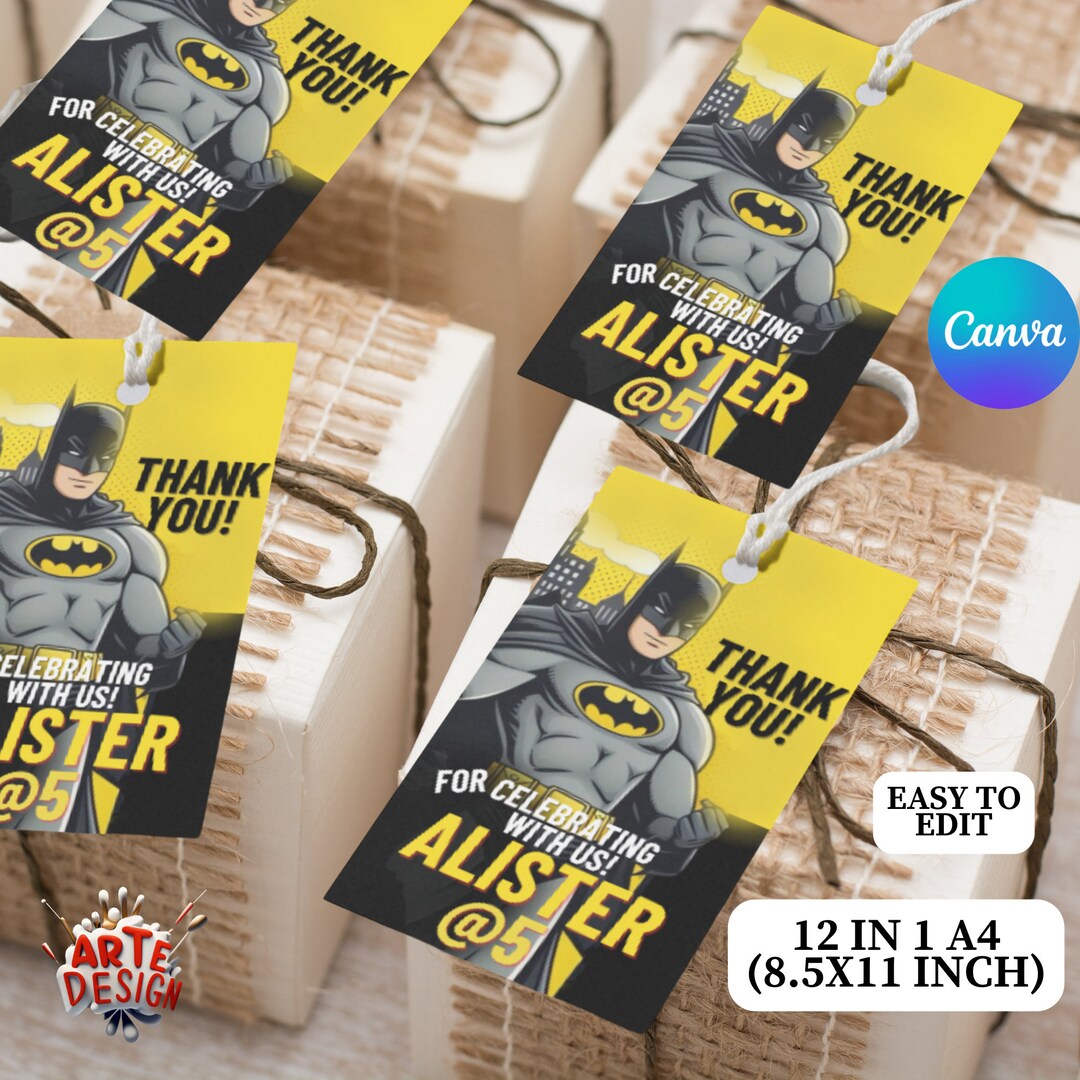 Superhero Birthday Thank You Tag, Boy Superhero Birthday Tags ...