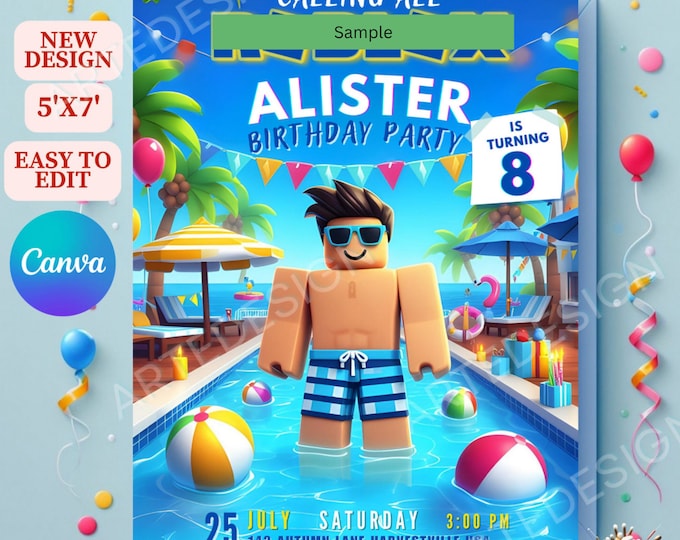 ROBLOX BIRTHDAY INVITATION Printable Personalized Roblox Birthday ...