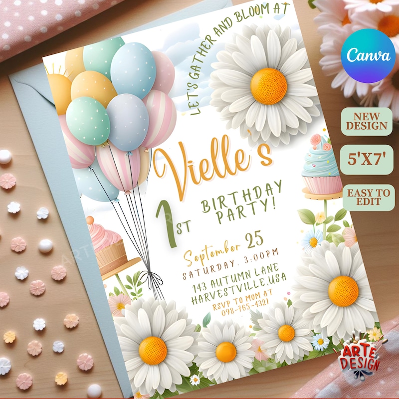Daisy Birthday Invitation - Etsy