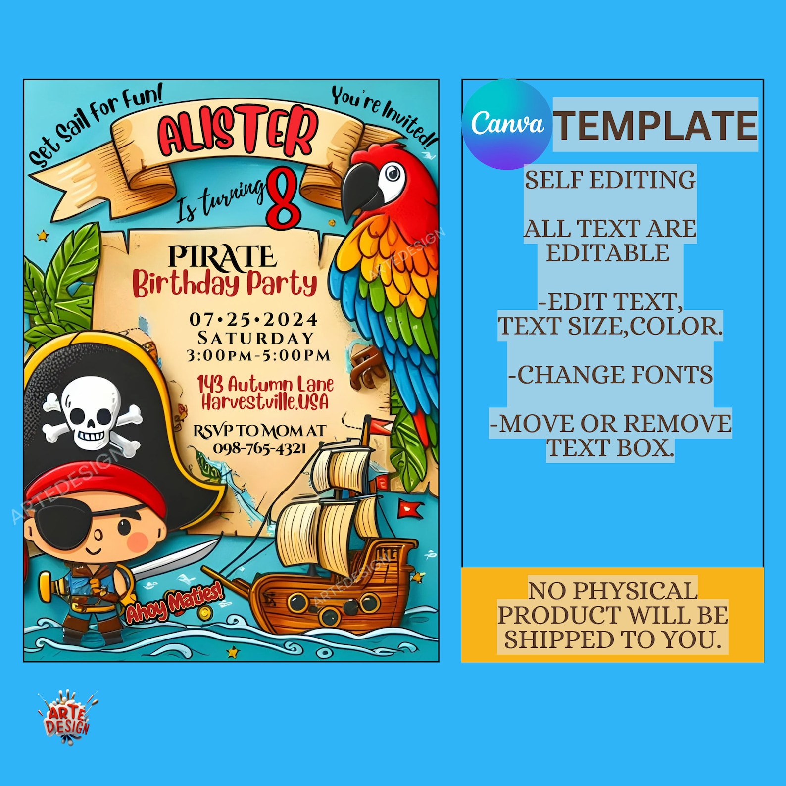 Pirate Birthday Invitation, Pirate Birthday Party Invitation, Pirate ...