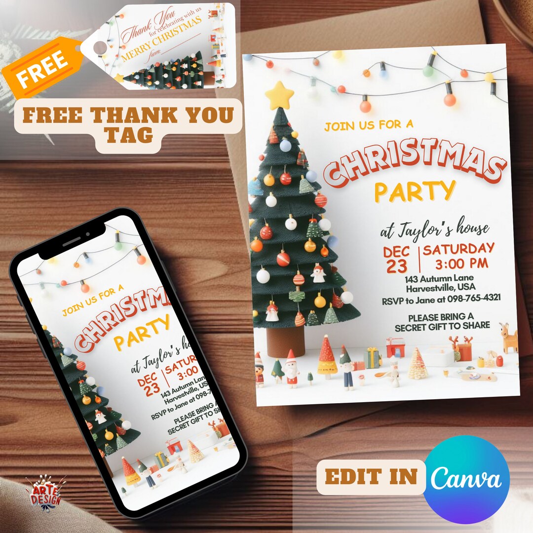 Editable Christmas Party Invitation Kids Christmas Party - Etsy