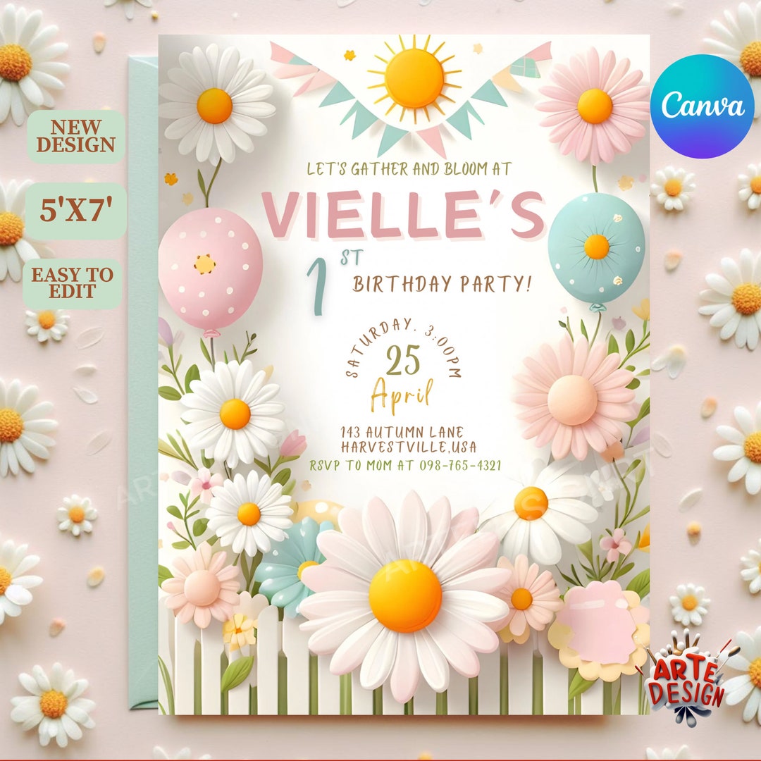 Daisy Birthday Invitation, Daisy Birthday Party Invitation, Daisy ...