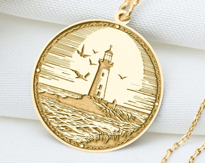 Lighthouse Necklace, Sterling Silver Lighthouse Charm Necklace ...