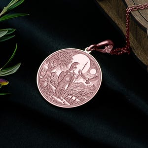 14k Solid Gold Athena Charm Necklace, Athena Silver Pendant, Rose Gold ...