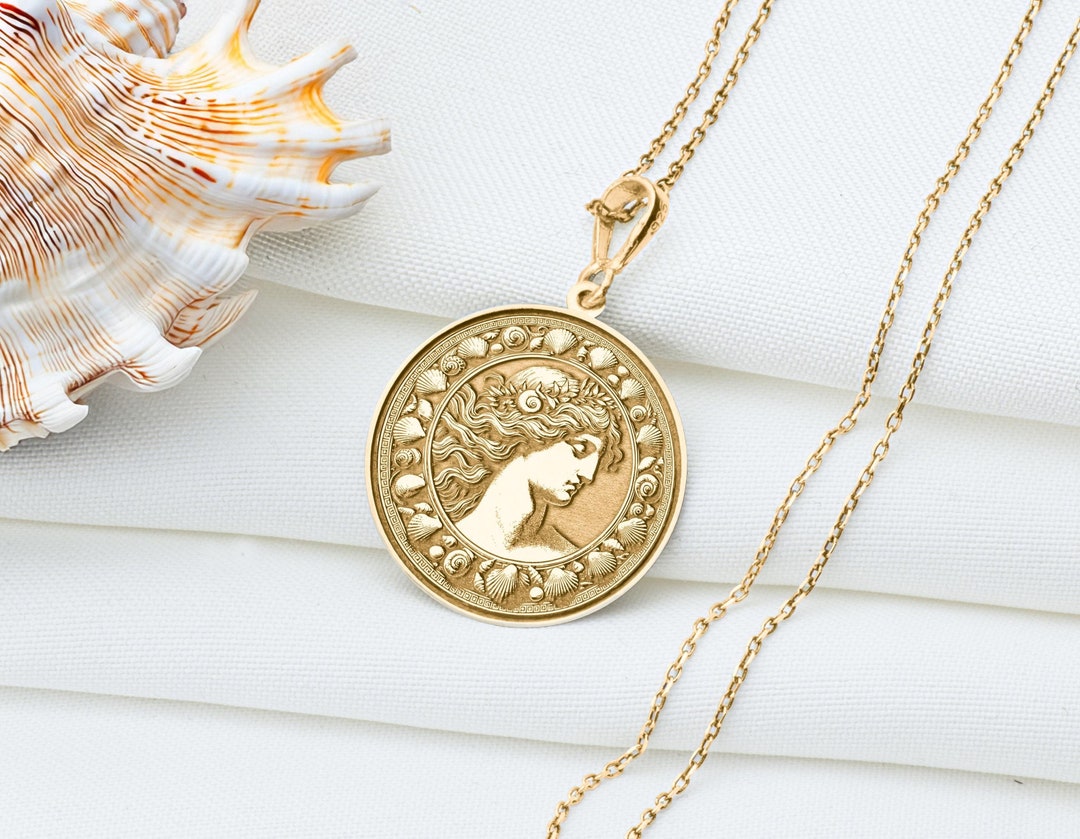 14k Solid Gold Venus Charm Necklace, Venus Silver Pendant, Rose Gold ...