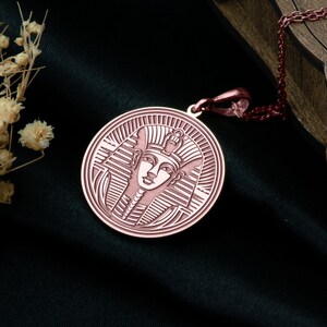 14k Solid Gold Pharaoh Charm Necklace, Pharaoh Silver Pendant, Rose ...