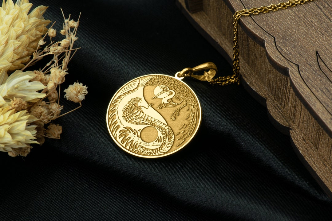 14k Solid Gold Yin Yang Charm Necklace, Yin-yang Silver Pendant, Rose ...