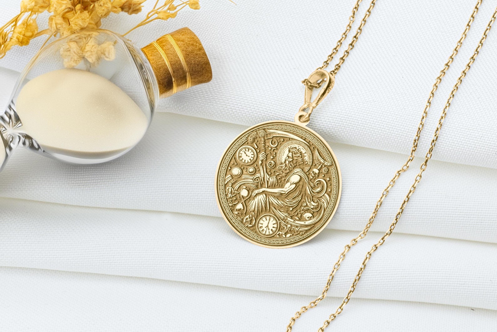 Chronos Necklace: Greek God of Time, Sterling Silver Amulet - Etsy