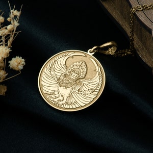 14k Solid Gold Sirin Charm Necklace, Sirin Bird Silver Pendant, Rose ...