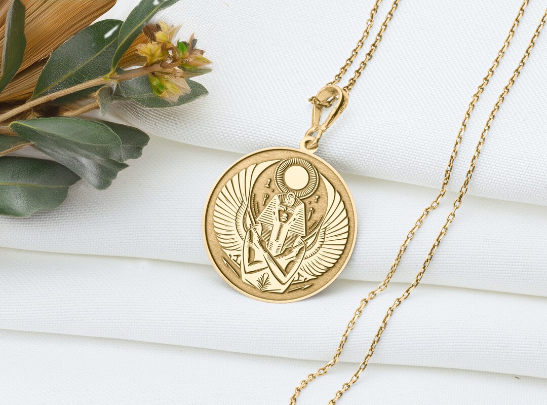 14k Solid Gold Pharaoh Charm Necklace, Pharaoh Silver Pendant, Rose ...