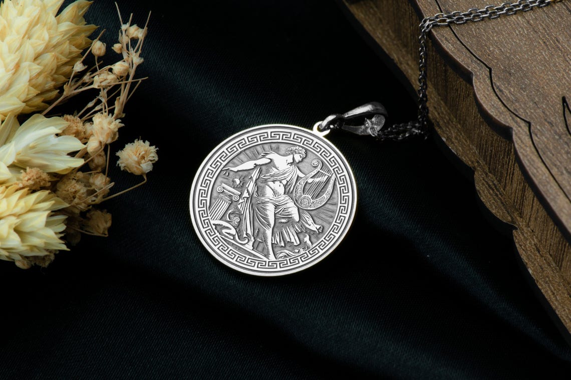 Apollo Necklace: Greek God Pendant, Sun Amulet, Gold Jewelry - Etsy