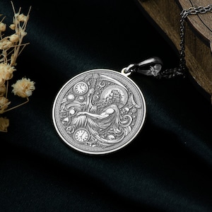 Chronos Necklace – Greek God of Time Pendant, Hourglass & Orbit Charm ...