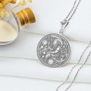 Chronos Necklace – Greek God of Time Pendant, Hourglass & Orbit Charm ...