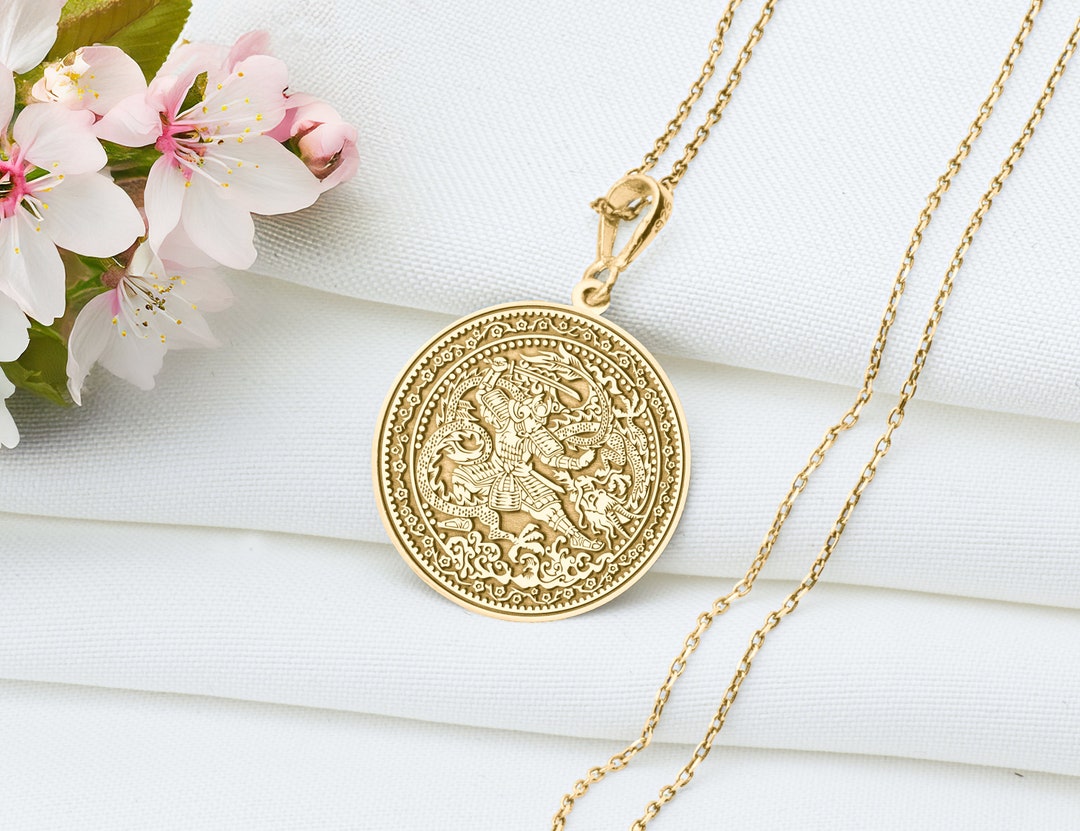 Samurai Dragon Pendant Necklace: Japanese Warrior Amulet - Etsy