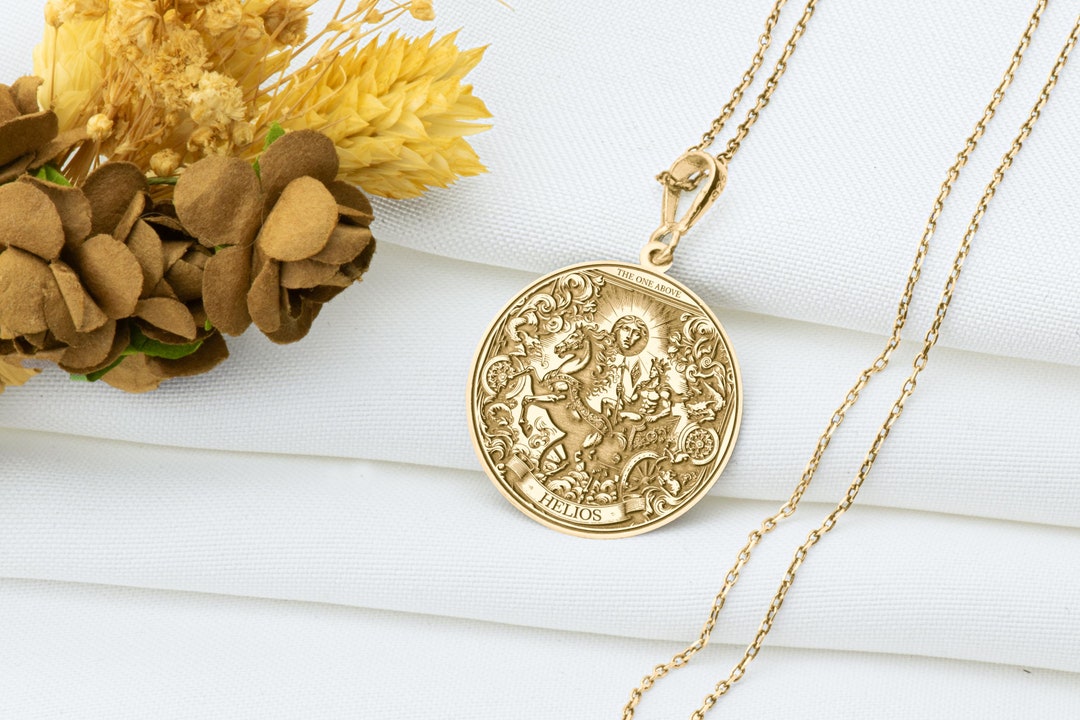 Helios Pendant: Greek Sun God Necklace, Radiance Amulet, Chariot of ...