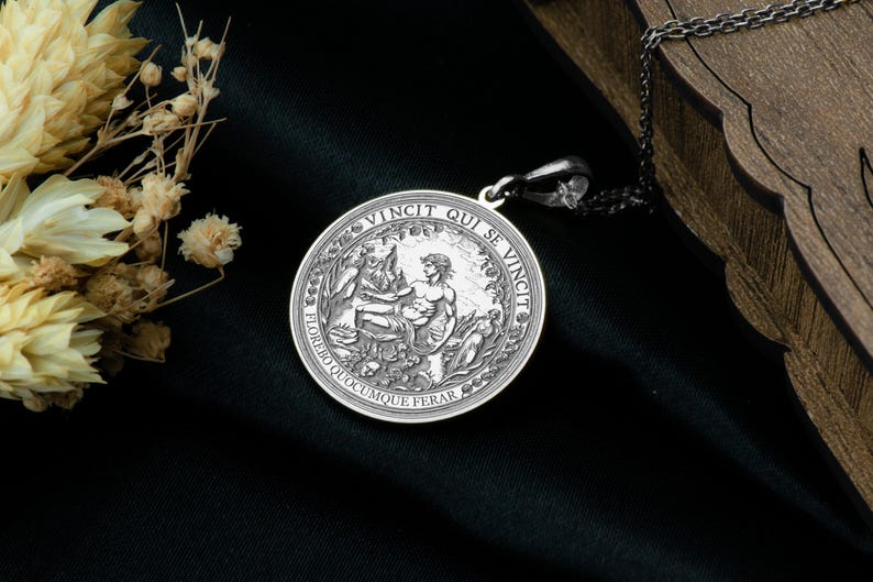 Latin Motto Necklace: 'vincit Qui Se Vincit' Pendant - Etsy