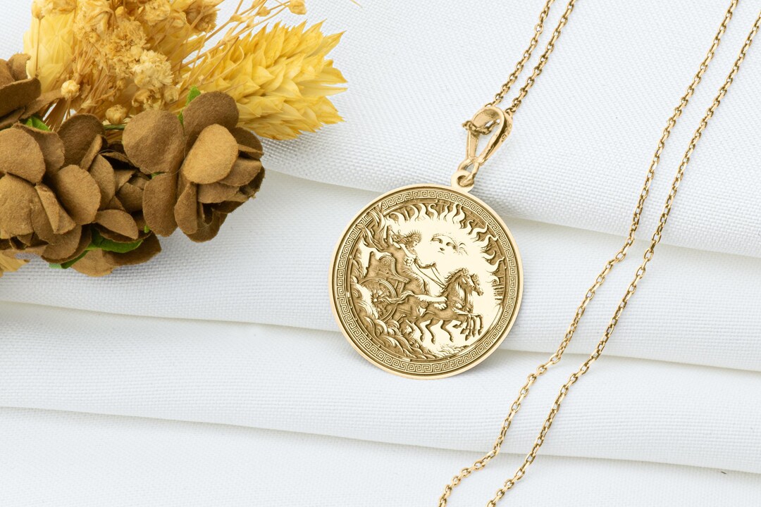 Helios Pendant: Sterling Silver Greek Sun God Necklace - Etsy