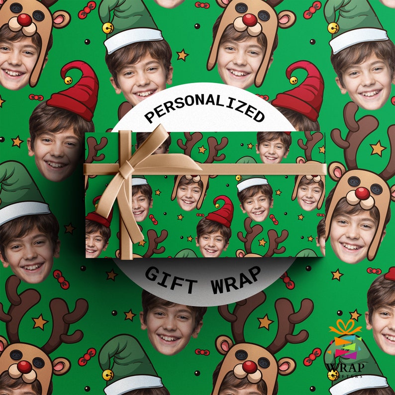 Personalized Photo Christmas Wrapping Paper | Custom Face Christmas ...