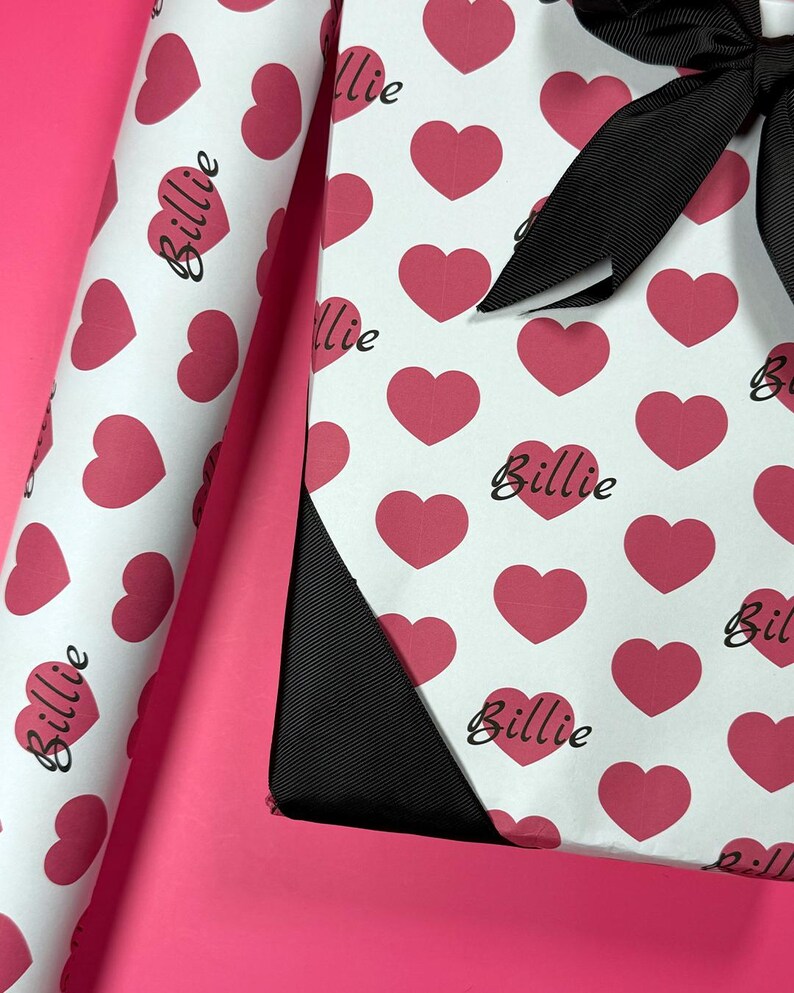 Personalized Hearts Valentines Day Gift Wrap | Romantic Wrapping Paper ...
