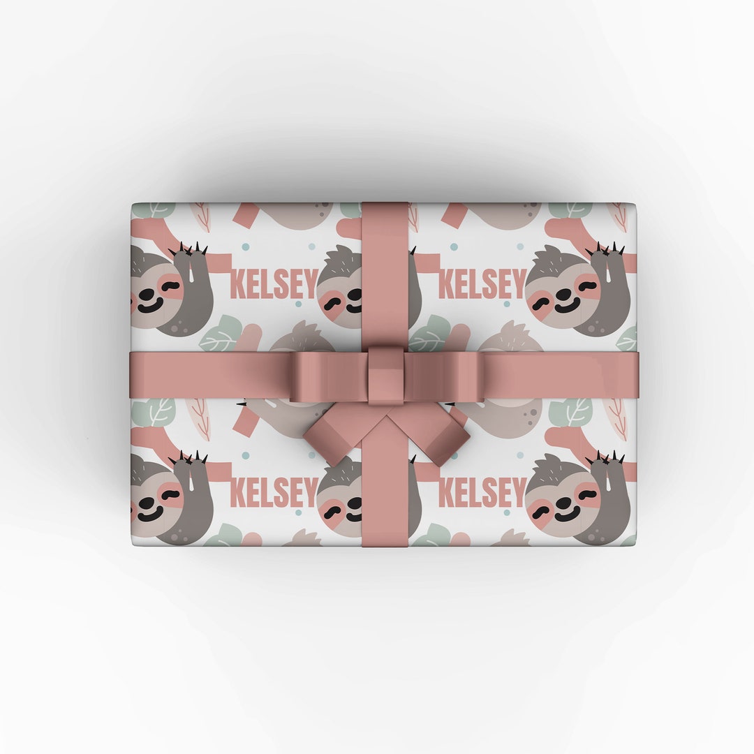 Personalized Sloth Wrapping Paper: Custom Name Gift Wrap - Etsy