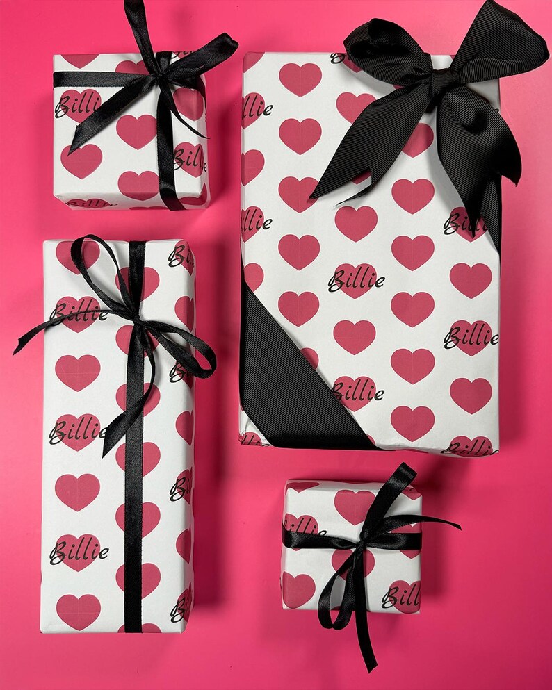Personalized Hearts Valentines Day Gift Wrap | Romantic Wrapping Paper ...