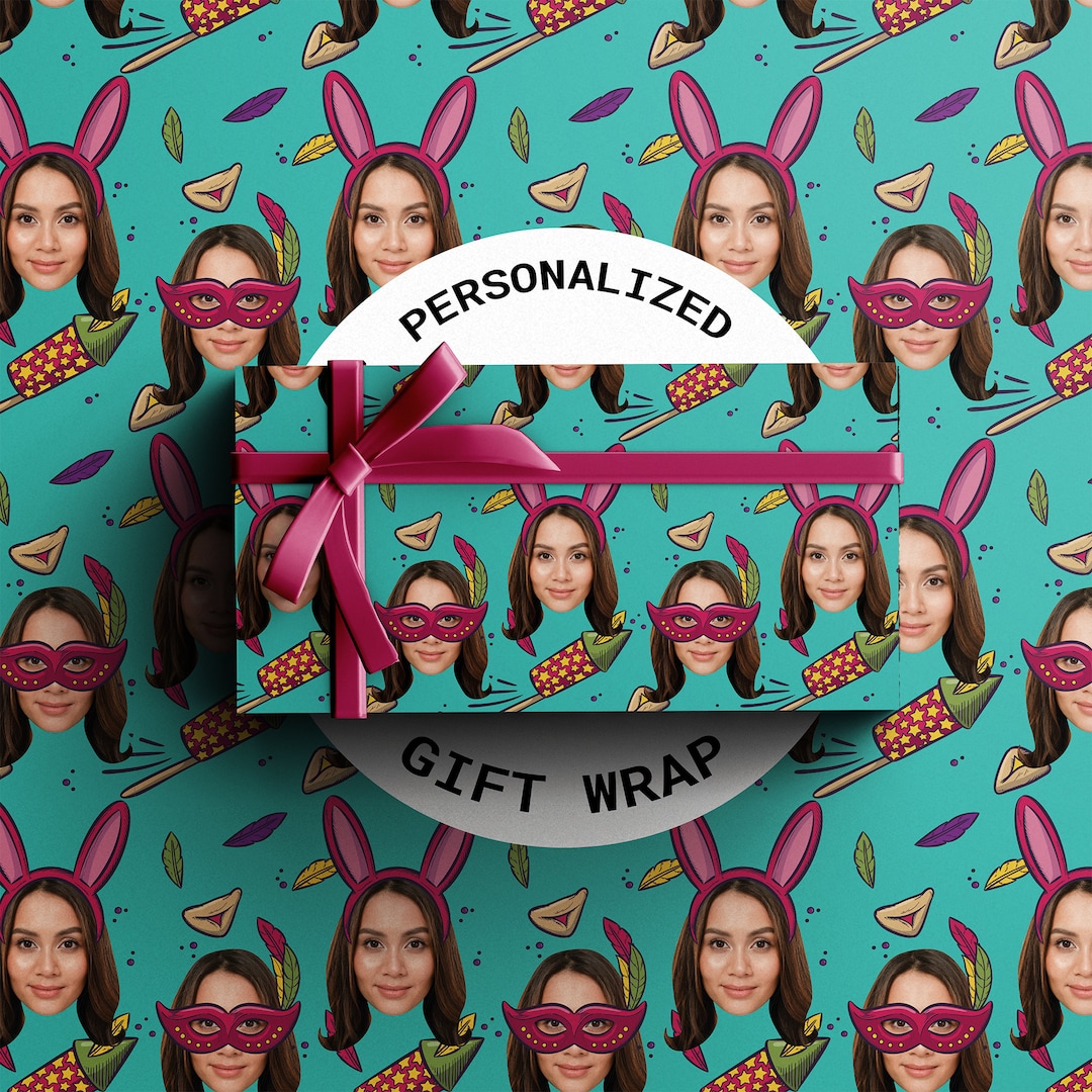 Personalized Carnival Photo Gift Wrap | Print Any Face on Birthday Gift ...