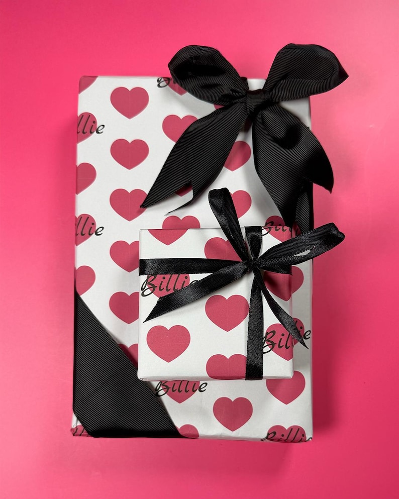 Personalized Hearts Valentines Day Gift Wrap | Romantic Wrapping Paper ...