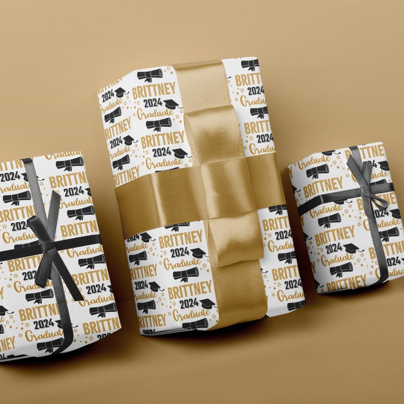 Personalized Graduation Wrapping Paper | Custom Grad Name Gift Wrap ...