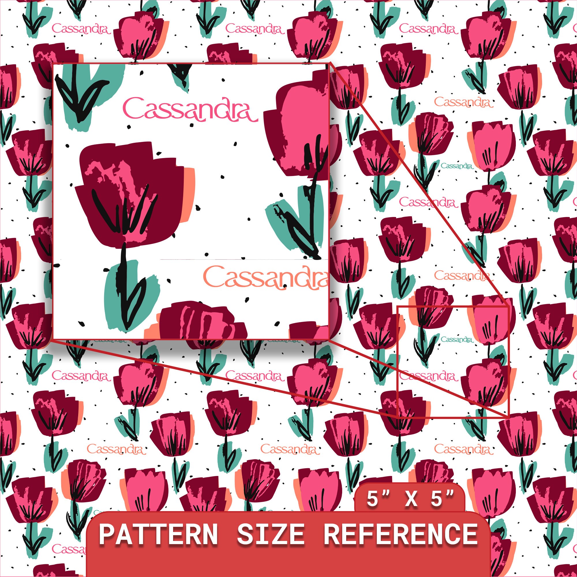 Personalized Floral Wrapping Paper | Custom Name on Gift Wrap | Red ...