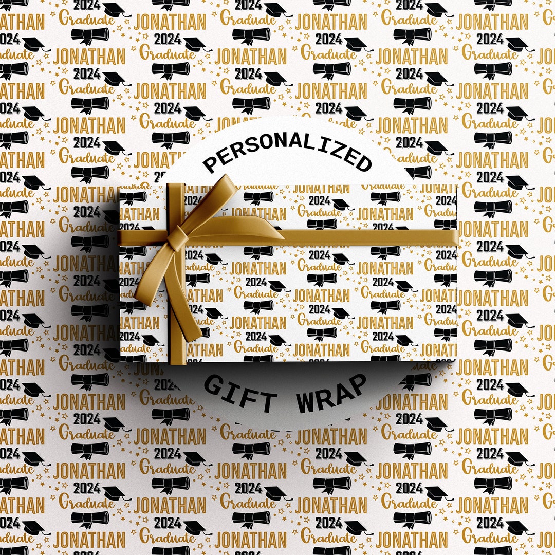 Personalized Graduation Wrapping Paper | Custom Grad Name Gift Wrap ...