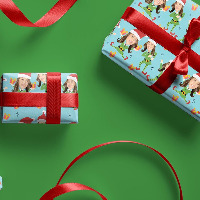 Merry Elfies Personalized Photo Wrapping Paper | Custom Face Elf ...