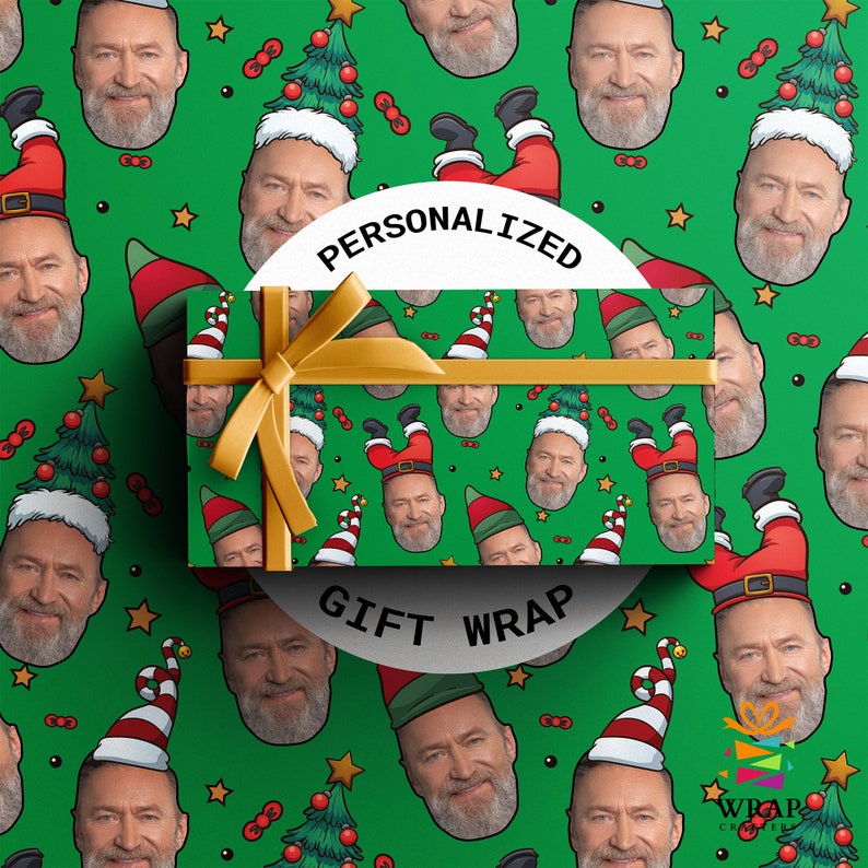 Personalized Face Christmas Wrapping Paper | Custom Photo Pink Gift ...