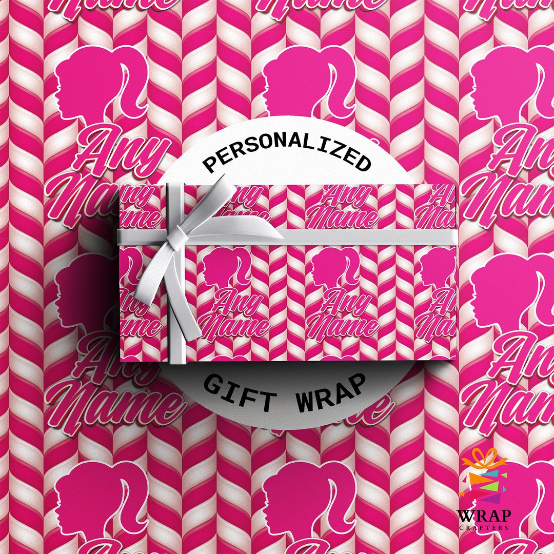 Custom Name Barbie Wrapping Paper | Gifts for Kids | Pink Presents ...