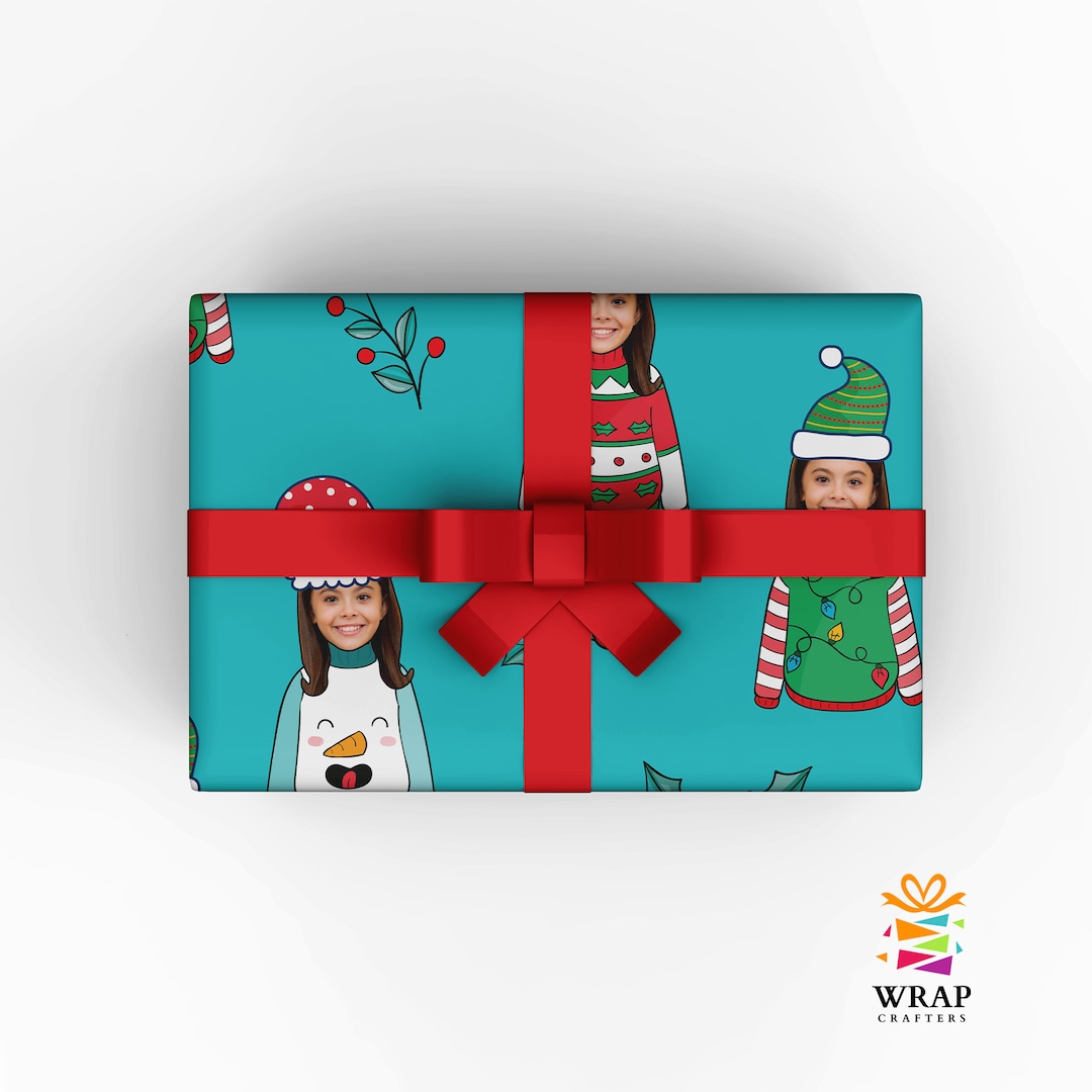 Personalized Face Wrapping Paper | Custom Christmas Gift Wrap ...