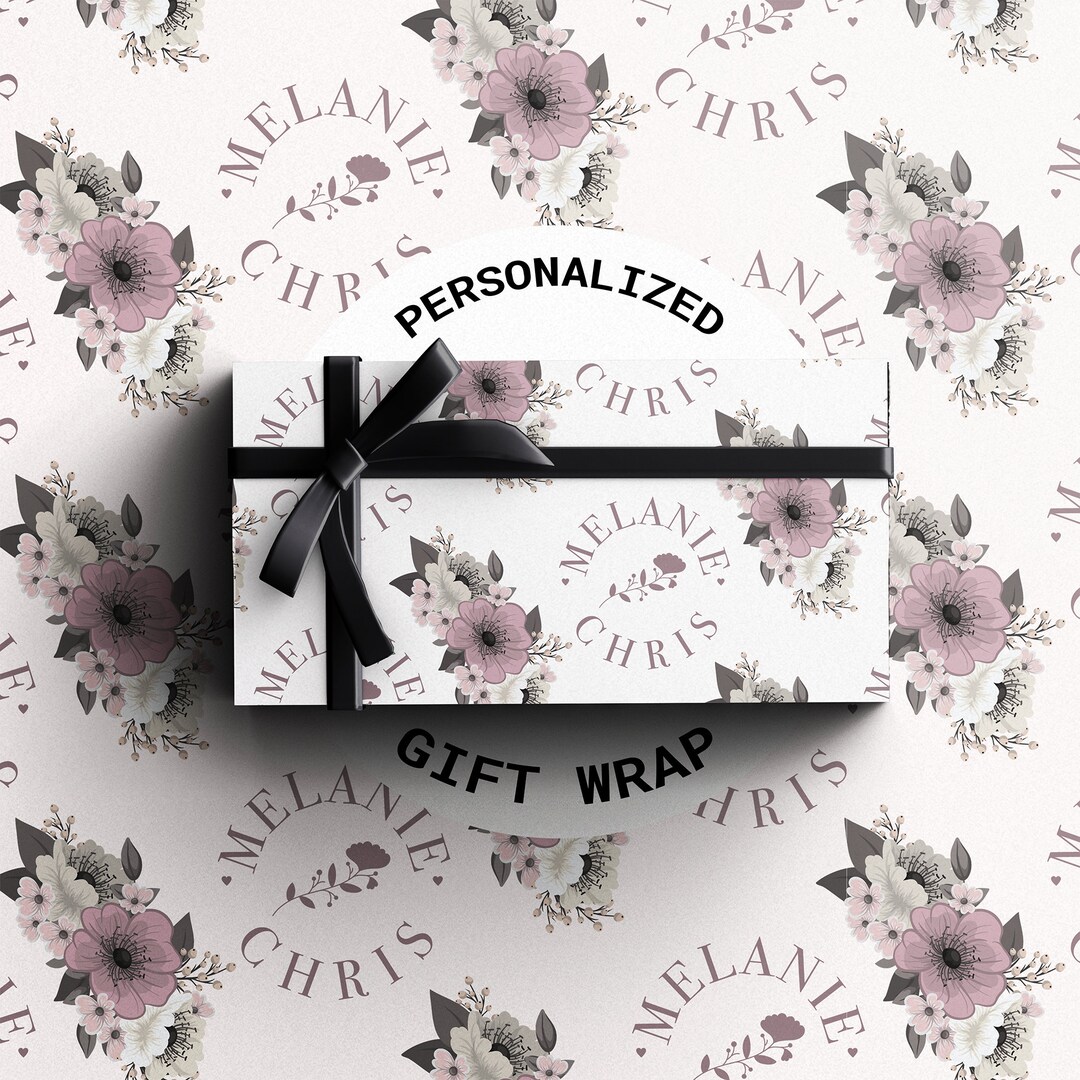 Personalized Couple Wrapping Paper | Pink Cherry Blossom Florals ...