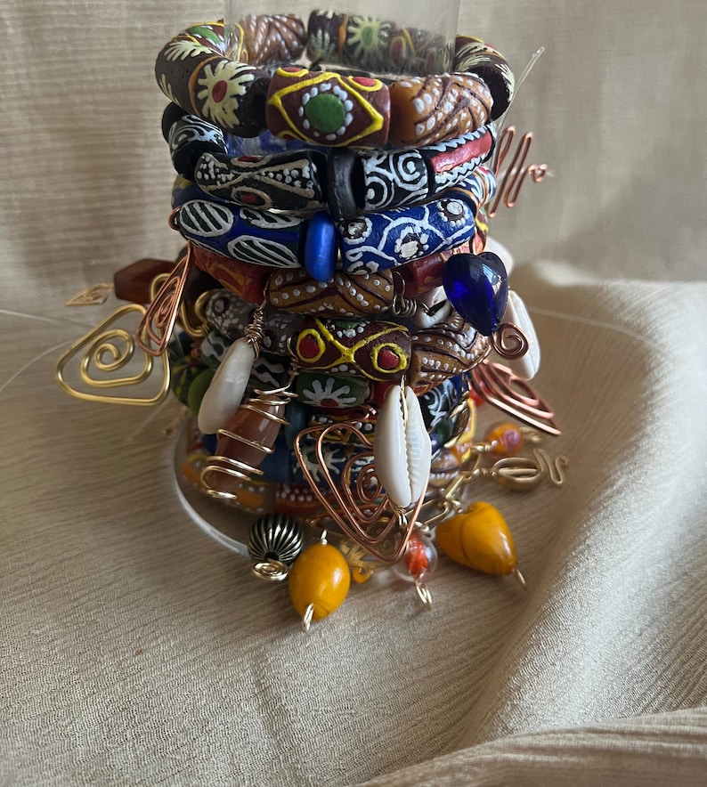 Unisex African Krobo Beads Bangles/ Bracelet, African Bead Bracelet ...
