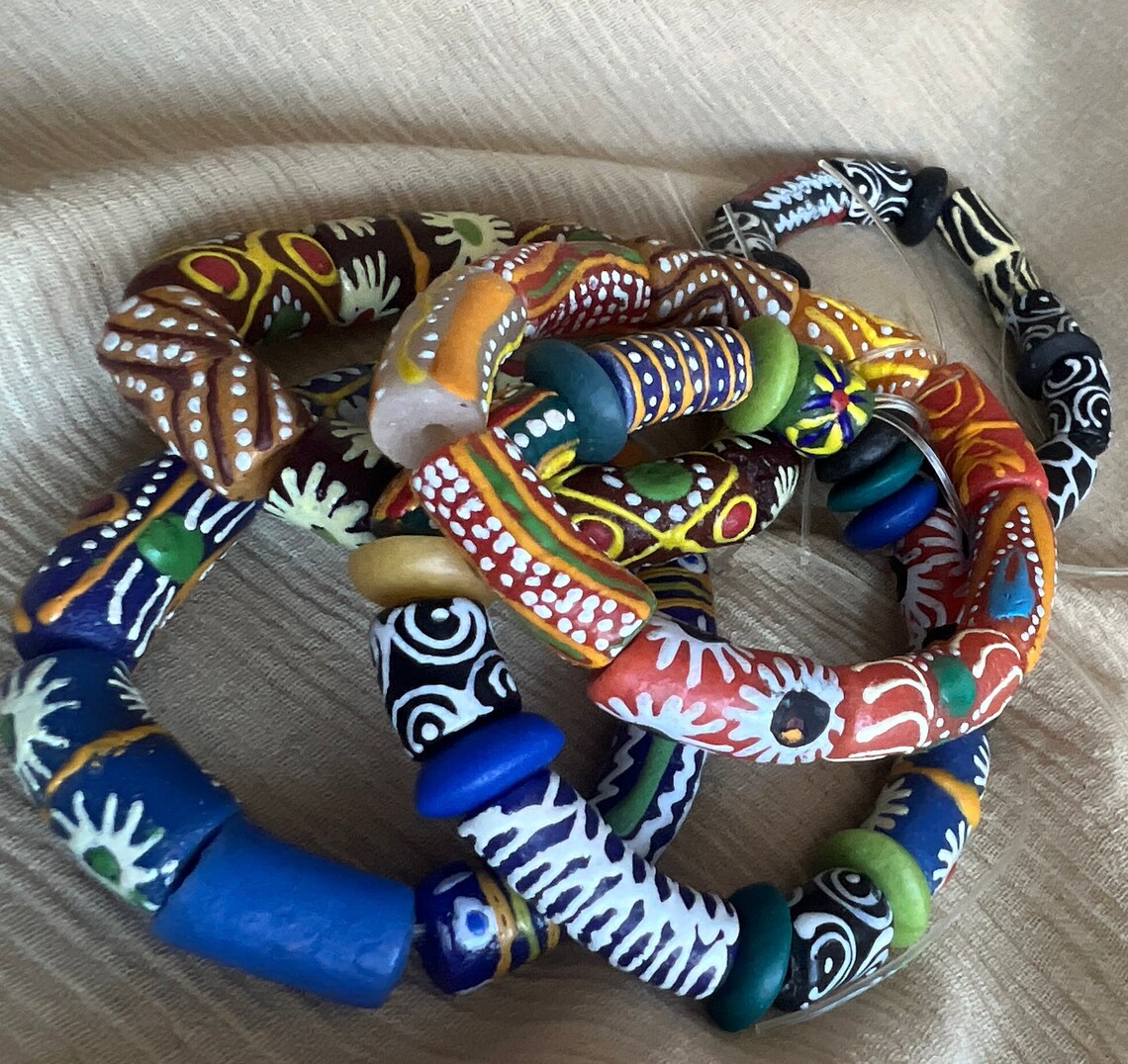 Unisex African Krobo Beads Bangles/ Bracelet, African Bead Bracelet ...