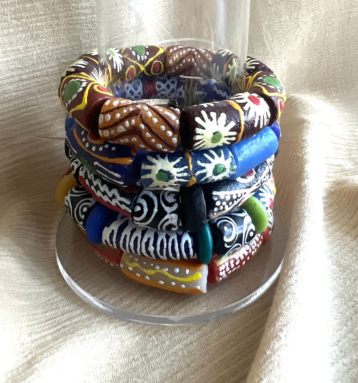 Unisex African Krobo Beads Bangles/ Bracelet, African Bead Bracelet ...