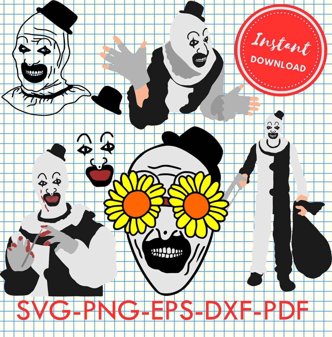 Bundle Terrifier Clown Svg Png Art the Clown Cricut Cutting - Etsy UK