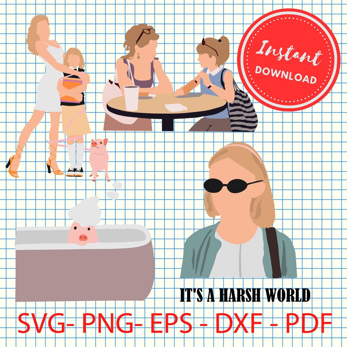 Bundle Uptown Girls Svg Png Pig Scene Cricut Silhouette - Etsy