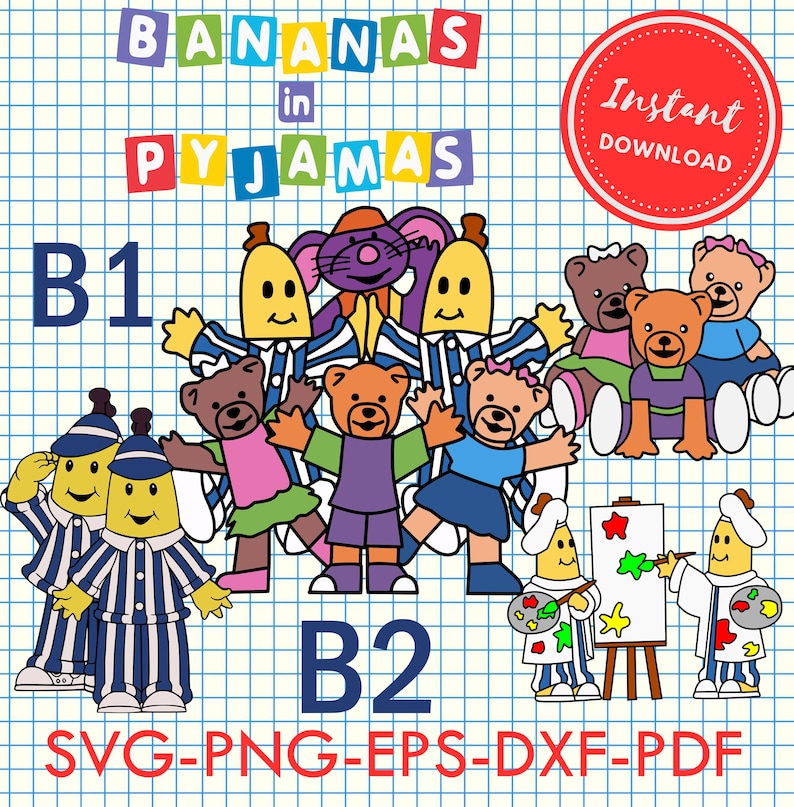 Bundle Bananas in Pajamas Svg Png B1 B2 Cricut - Etsy