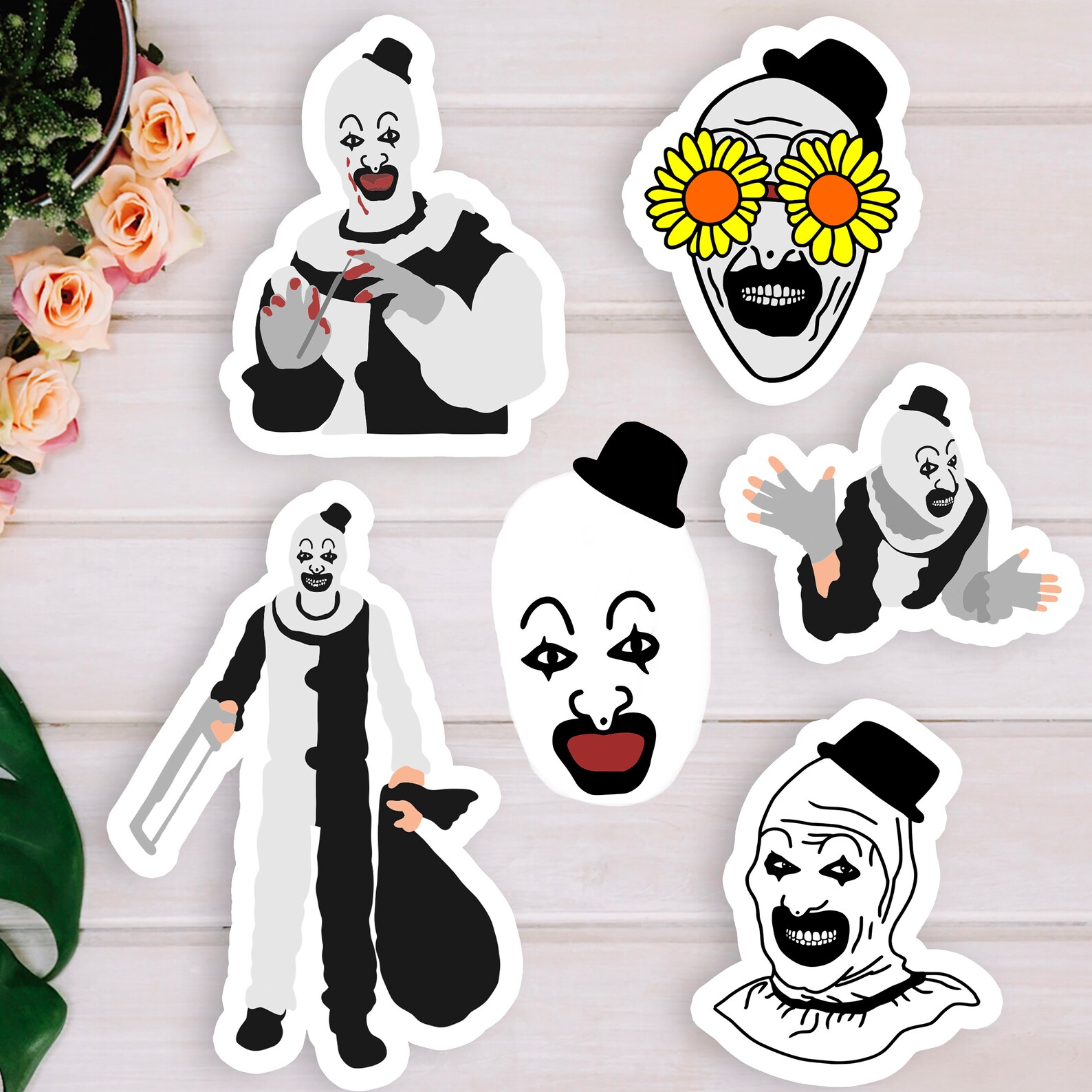 Set Vinyl Stickers Terrifier Clown Stickers Art the Clown - Etsy