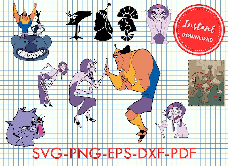 Bundle Yzma and Kronk Svg Png Silhouette Cutting Files - Etsy