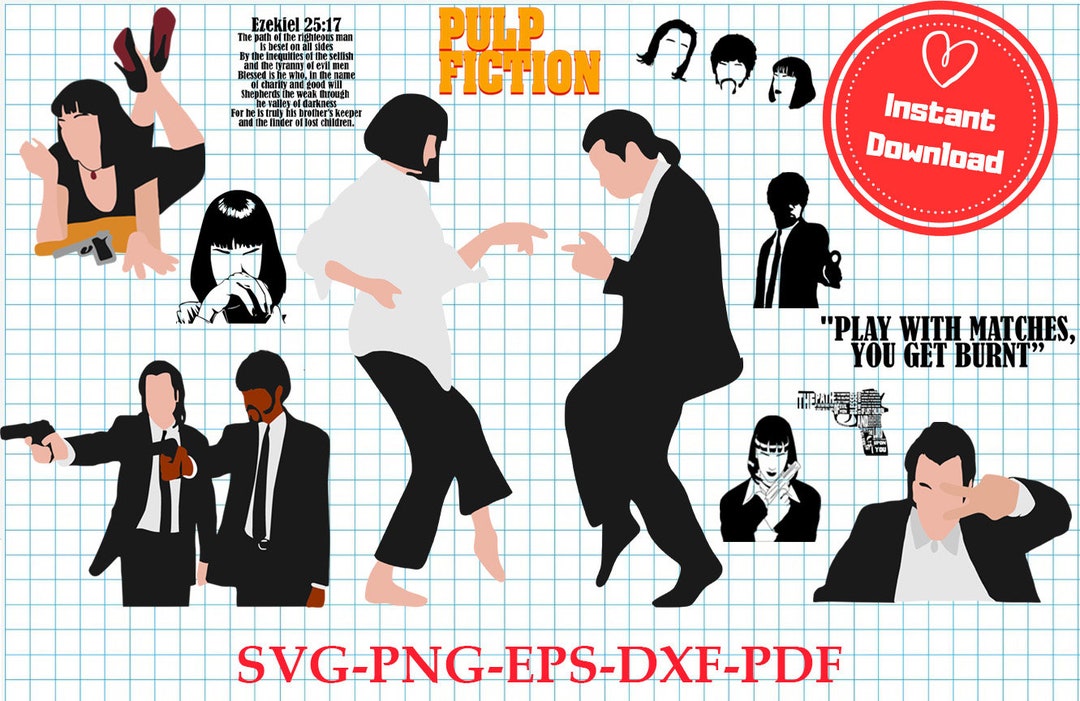 Bundle Pulp Fiction Svg Png Cricut Cut Files Tarantino Vincent Vega ...